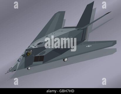 Detailed Isometric Illustration of an F-117 Nighthawk Stealth Fighter ...