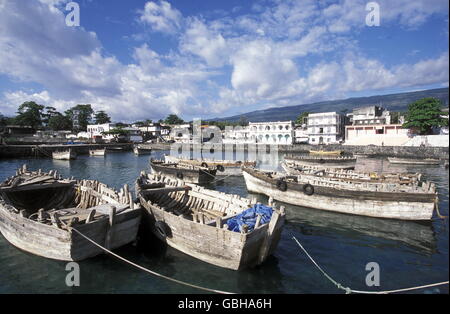 the Harbour in the city of Moroni in the Island of Comoros in the ...