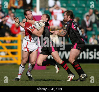 Hull Kingston Rovers' Nick Fozzard tackles Celtic Crusaders' Darren ...
