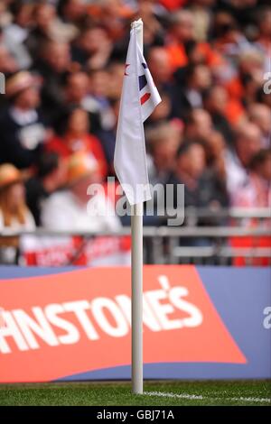 View of Luton town corner flag ahead of the Sky Bet Championship match ...