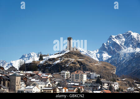 Switzerland, Village of Ardez in winter Stock Photo - Alamy