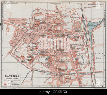 RAVENNA. Vintage town city map plan. Italy, 1927 Stock Photo - Alamy