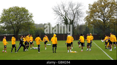 Chelsea players during a training session at Cobham Training Ground ...