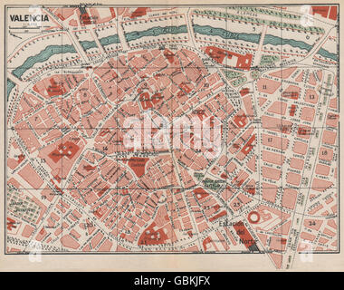 VALENCIA. Vintage town city map plan. Spain, 1899 Stock Photo - Alamy