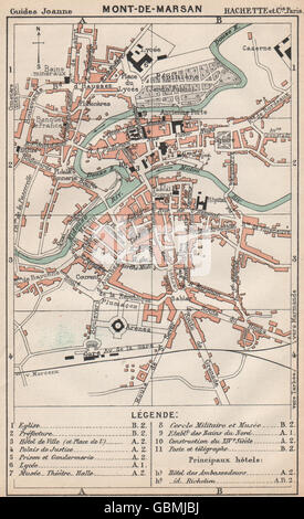 MONT-DE-MARSAN. Vintage town city map plan. Landes, 1907 Stock Photo ...