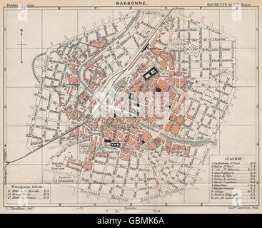 NARBONNE. Vintage town city map plan. Aude, 1921 Stock Photo - Alamy