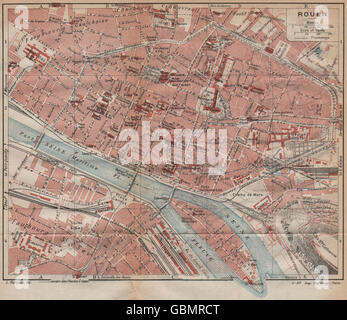 ROUEN. Vintage town city map plan. Seine-Maritime, 1926 Stock Photo - Alamy