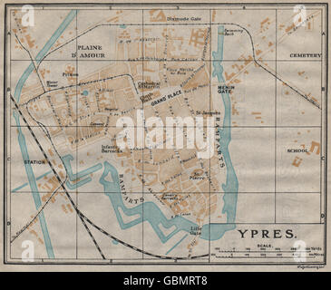 BELGIUM & THE WESTERN FRONT. Vintage map. North East France Stock Photo ...