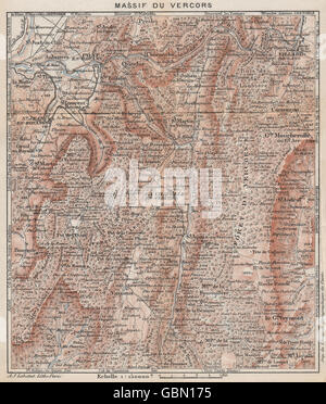 MASSIF DU VERCORS. Vintage map plan. French Alps, 1920 Stock Photo - Alamy