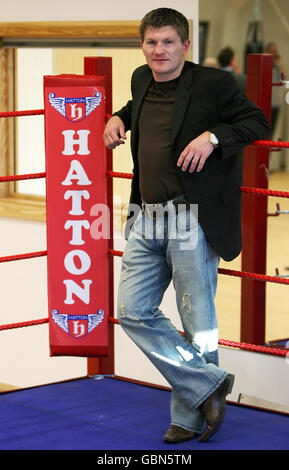 Boxer Ricky Hatton poses for photographers during the opening of Hatton ...