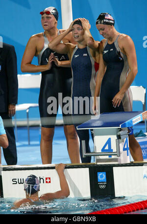 The American Swimming Freestyle Relay Team shows off their gold medals ...