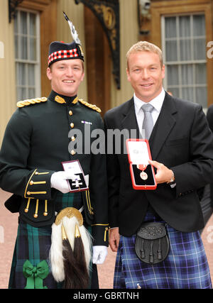 Major Nicholas Calder outside Buckingham Palace after being awarded the ...
