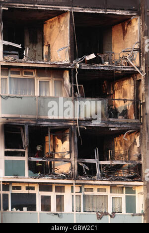 The scene Camberwell, south London, after a fire ripped through a tower ...
