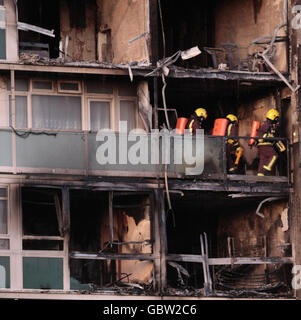 Emergency services attend a tower block fire in Abbey Street ...