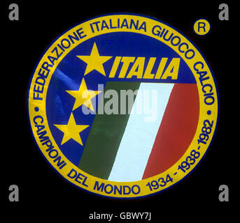 The italian football federation FIGC logo is displayes as spectators ...
