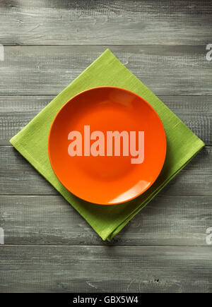 kitchenware on the wooden table, napkin and kitchenware Stock Photo - Alamy