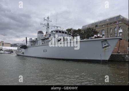 The Hunt class Mine Counter Measures Vessel HMS HURWORTH arriving at ...