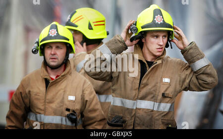 Fireman dead after pub fire. General view of the scene outside the ...