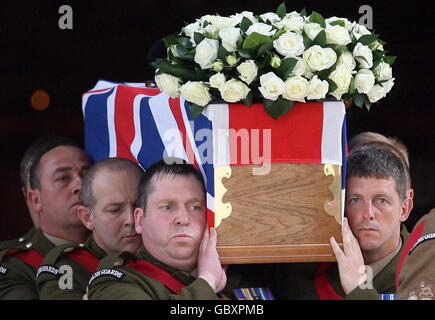 The coffin of Lieutenant Colonel Rupert Thorneloe, who was killed in ...