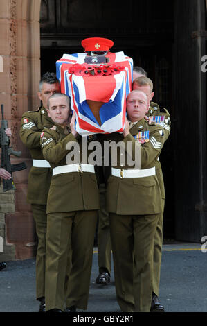The coffin of Trooper Christopher Whiteside, 20, of The Light Dragoons ...