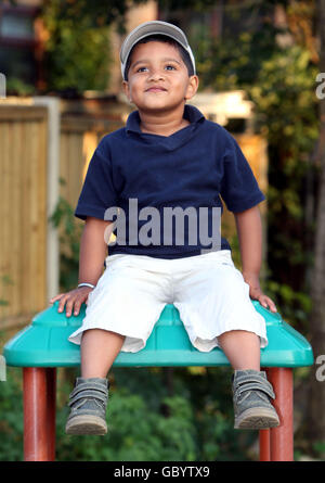 Three-year-old Mathew Kappen with his parents Jim and Manju from Theale ...