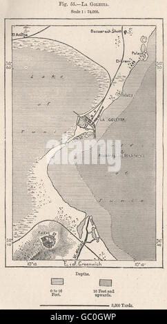 Tunis. Tunisia, 1885 antique map Stock Photo - Alamy