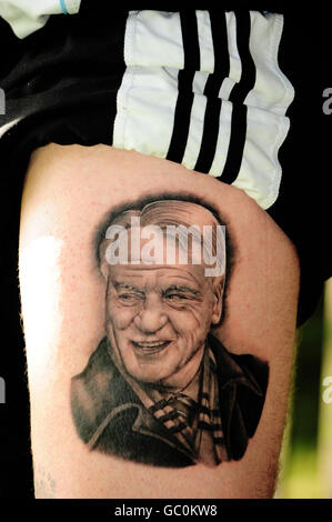 Newcastle fan George Wright, 45, from Chapel House, in Newcastle, shows ...