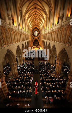 Aerial view of the funeral service for WWI veteran Henry Allingham at ...