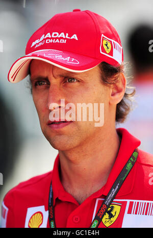 Italian Formula One driver Luca Badoer of Scuderia Ferrari is pushed ...
