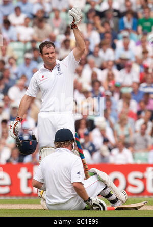 England cricketer Andrew Strauss sits in a Jaguar's 55 hp XKRS with a ...