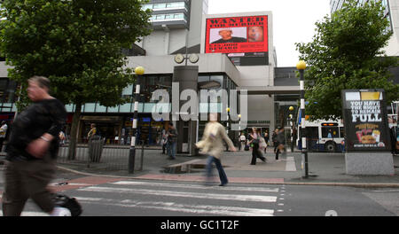 The wanted poster being screened on an electronic billboard in ...