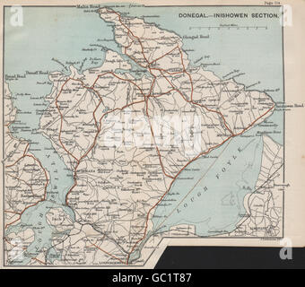 INISHOWEN PENINSULA. Donegal. Vintage map. Lough Foyle. Lough Swilly ...