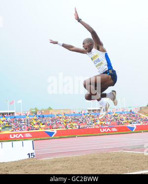 Larry Achike in action in the men's triple jump competition Stock Photo ...