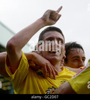 Accrington Stanley celebrate winning the league after the Sky Bet ...