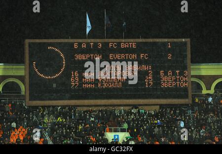 A view of the scoreboard after the UEFA Europa League quarter-final ...
