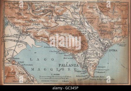 PALLANZA ENVIRONS. Verbania. Intra Unchio. Italy mappa. BAEDEKER, 1920 ...