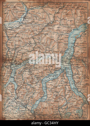 LAKES/LAGO DI COMO & LUGANO. Lecco Bellinzona. Topo-map. Italy mappa ...