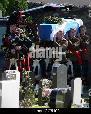 The coffin of soldier Private Kevin Elliott, 24, of the Black Watch ...