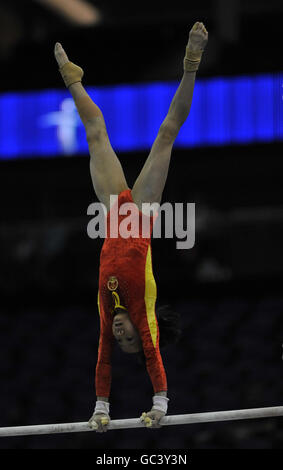Chinese gymnast Deng Linlin performs her exercise during the women's ...