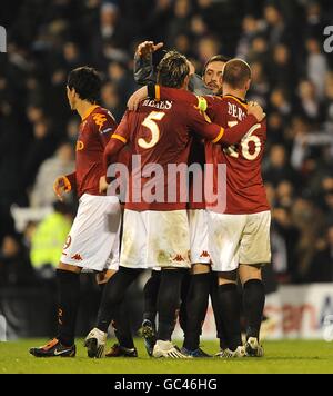 Roma players celebrate after the Europa Conference League final soccer ...