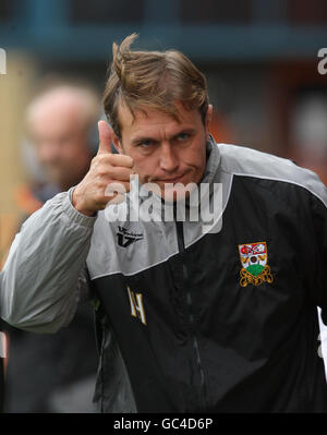 Barnet's manager Ian Hendon gives the fans the thumbs up during the ...