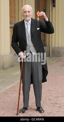 Actor Sir Christopher Lee after receiving a Knighthood at Buckingham ...