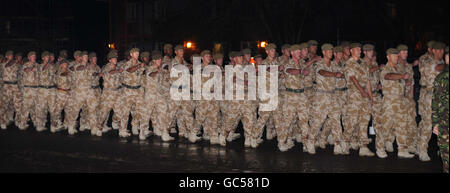 British Army soldiers from Battlesbury Barracks training. Near ...