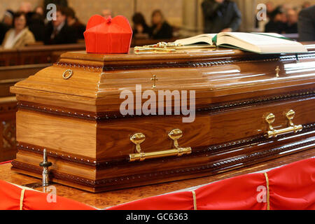 The coffin of Cardinal Cahal Daly, former Catholic Primate of all ...