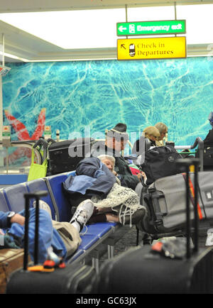 Emergency exit sign in Gatwick airport Stock Photo - Alamy