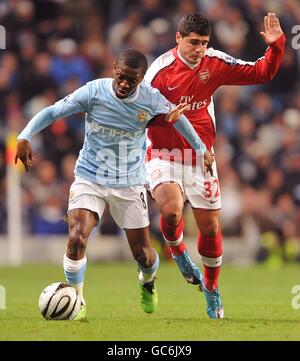 (left-right) Arsenal's Fran Merida, Mikael Silvestre, Sanchez Watt and ...