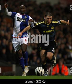 Blackburn Rovers' Jason Roberts (centre) and Chelsea's Branislav ...