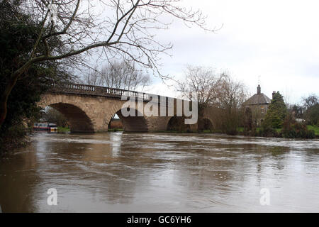 General view of The Swinford Toll Bridge across the River Thames at ...