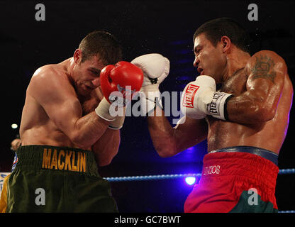 Matthew Macklin (left) fights Rafael Sosa Pintos during the ...
