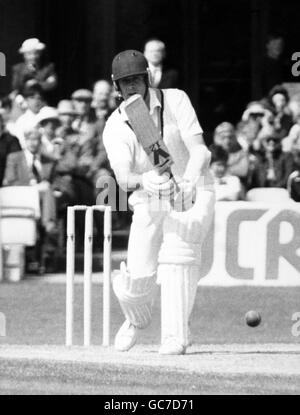 Yorkshire and England batsman Geoff Boycott follows the line of sight ...